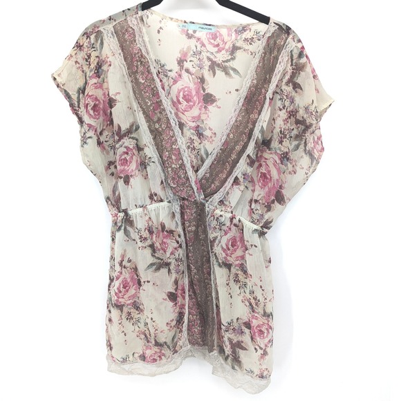Maurices | Tops | Y2k Top Women Large Tan Floral Lace Sheer Babydoll ...